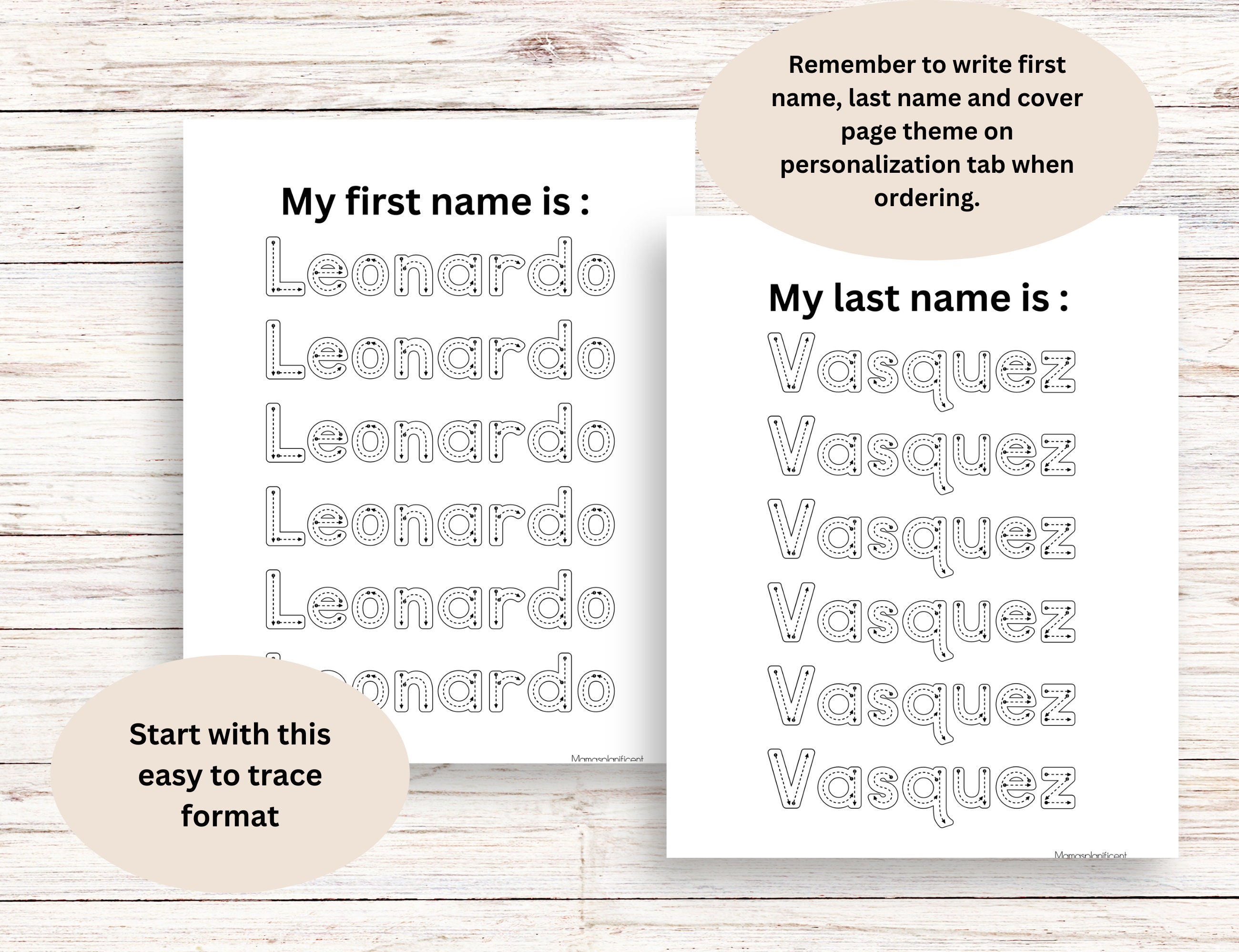 Custom Name Tracing Printable Worksheets Preschool Homeschool ...