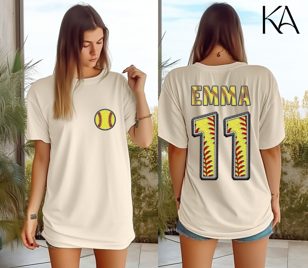 Custom Softball Name and Number Shirt, Double Sided Shirt, Softball ...