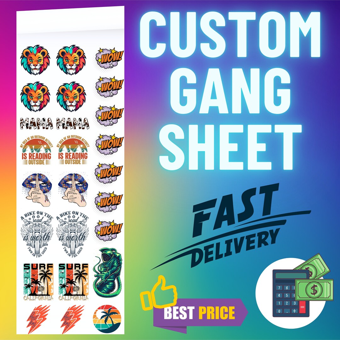 Custom DTF Gang Sheet: Full Color T-shirt Heat Transfer - Etsy