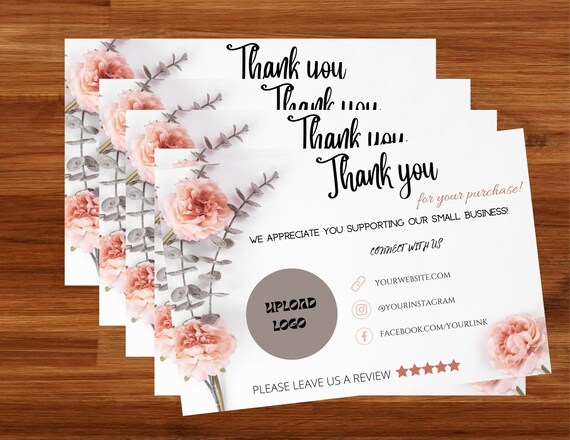 BUSINESS THANK YOU Editable Pastel Color Insert Card Instant - Etsy