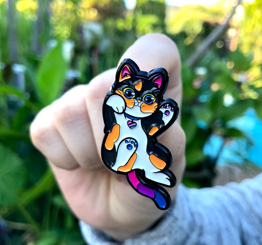 Bisexual Cat Enamel Pin | Animal Pin | Cute Kitty Pin | Bi Badge | Soft ...