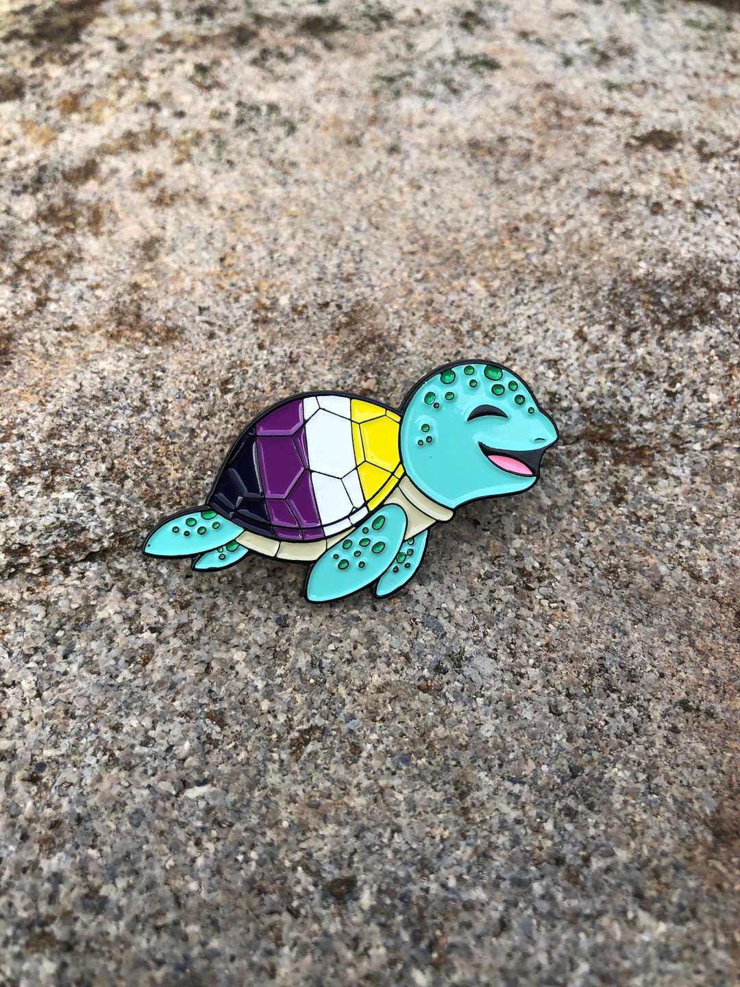 Non-binary Turtle Enamel Pin | Enby | Queer Soft Enamel Badge | Gift ...