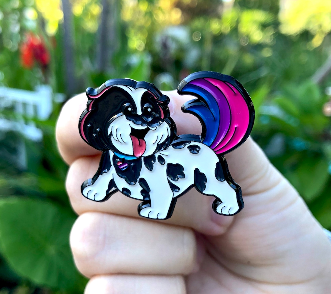 Bisexual Dog Enamel Pin | Animal Pin | Cute Puppy Pin | Bi Badge | Soft ...