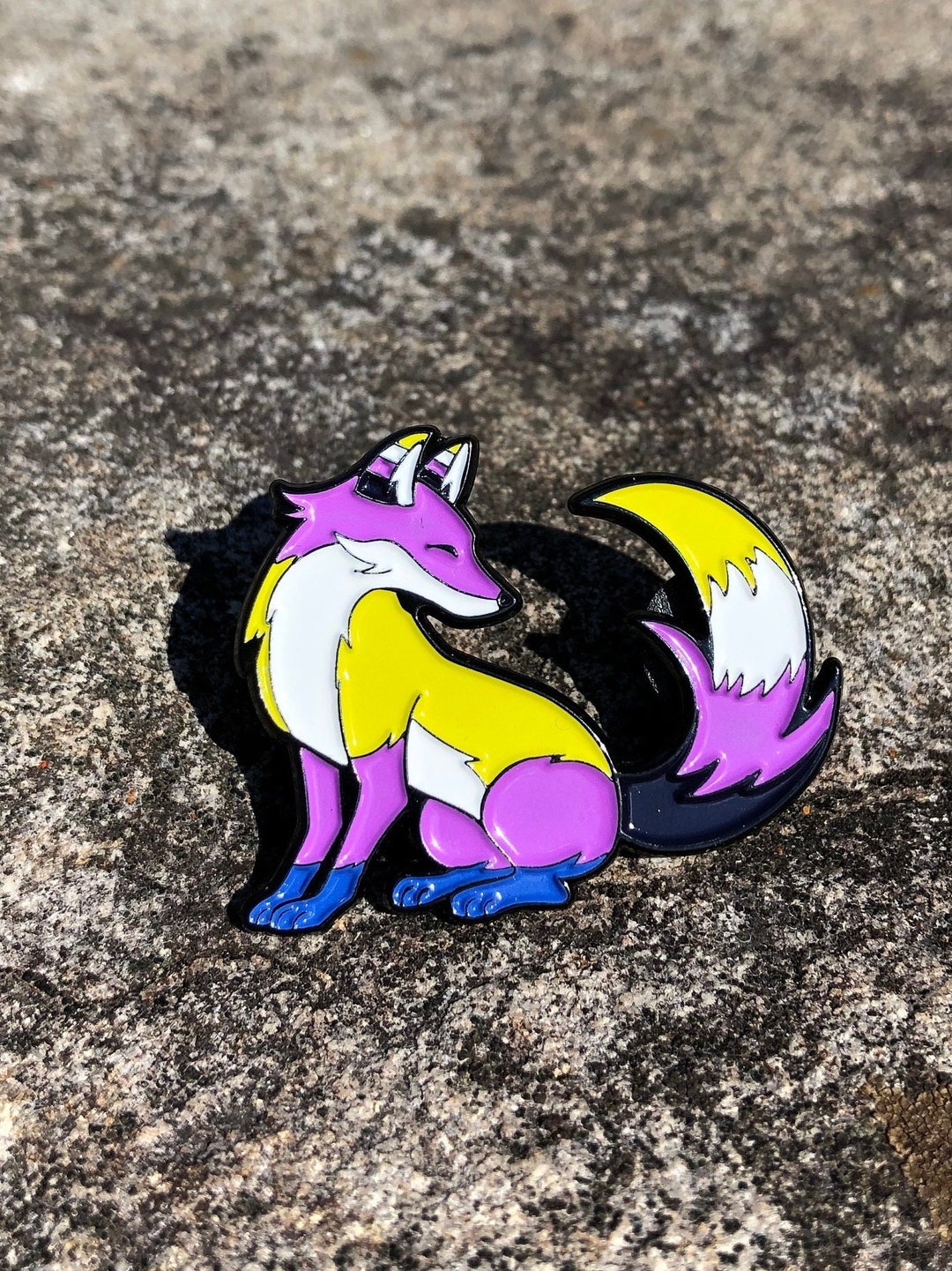 Non-binary Fox Pin | LGBT Pride | Soft Enamel Pin | Badge | LGBT | Nonbinary Flag | Rainbow ...