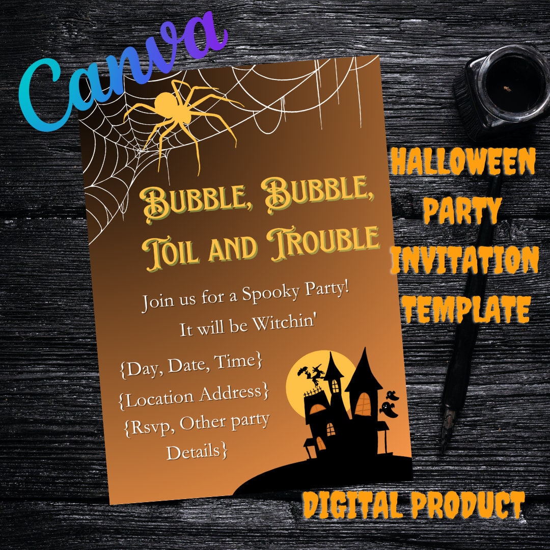 Bubble, Bubble, Toil and Trouble E-invite Template - Etsy