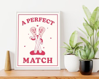 Retro Wall Art, A Perfect Match Digital Print, Retro Print, Wall Art ...