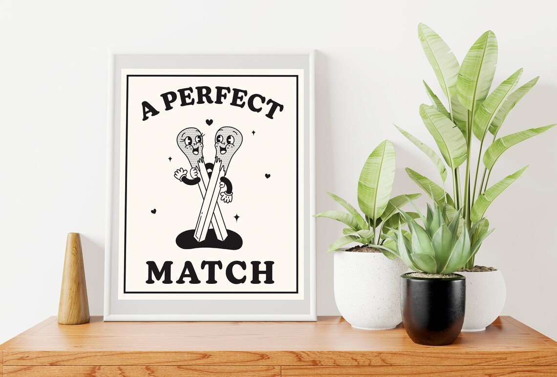 Retro Wall Art, A Perfect Match Digital Print, Retro Print, Wall Art ...