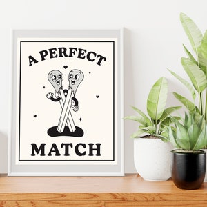 Retro Wall Art, A Perfect Match Digital Print, Retro Print, Wall Art ...