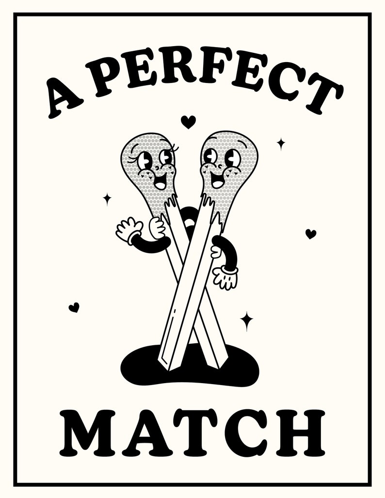 Retro Wall Art, A Perfect Match Digital Print, Retro Print, Wall Art ...