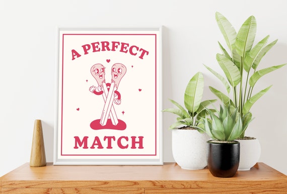Retro Wall Art A Perfect Match Digital Print Retro Print - Etsy