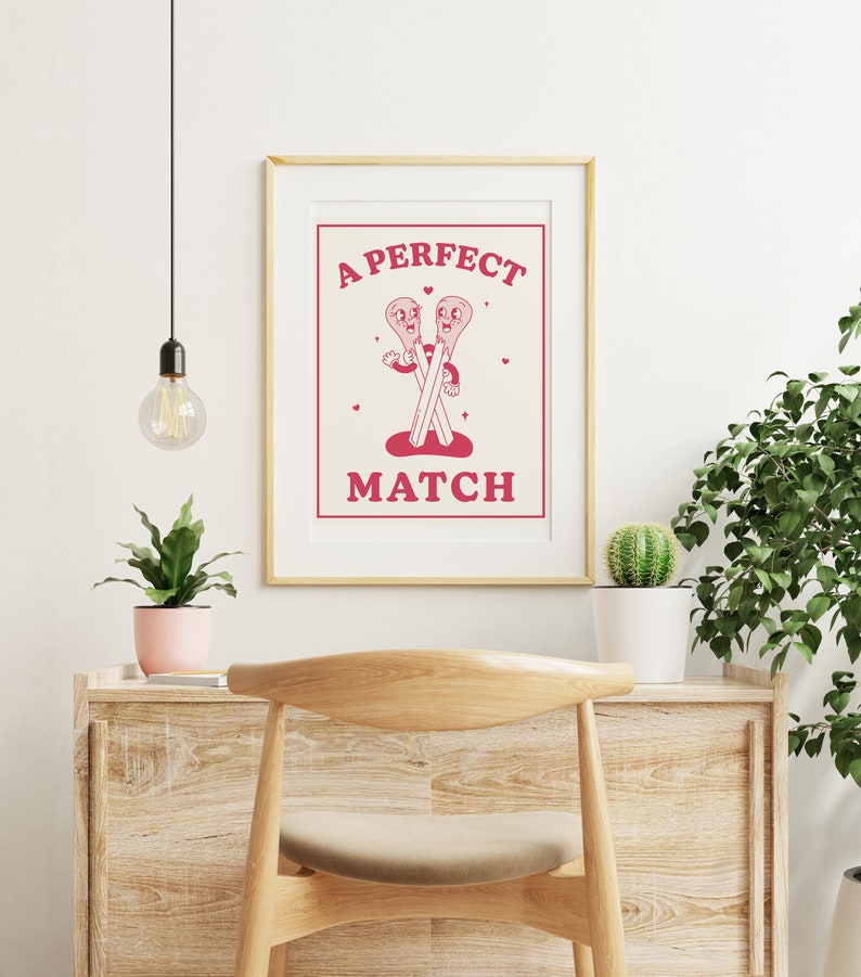 Retro Wall Art, A Perfect Match Digital Print, Retro Print, Wall Art ...