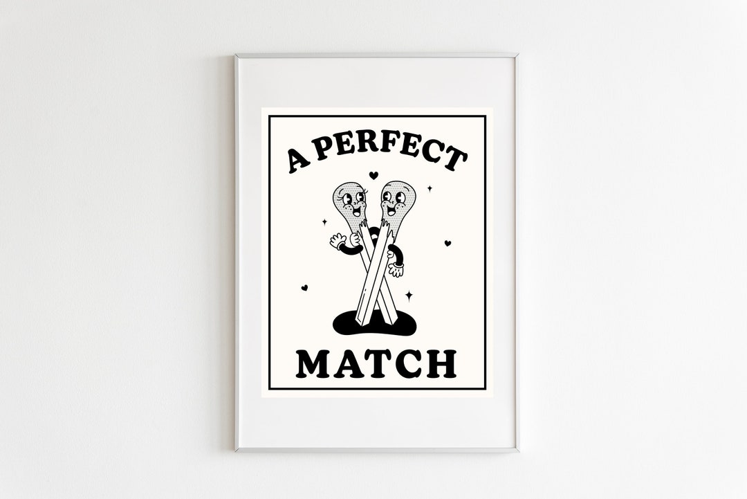 Retro Wall Art, A Perfect Match Digital Print, Retro Print, Wall Art ...