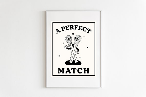 Retro Wall Art A Perfect Match Digital Print Retro Print - Etsy