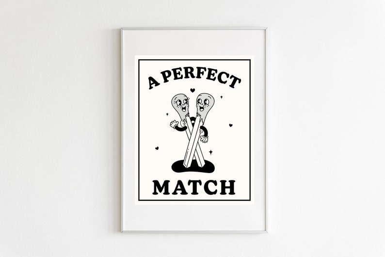 Retro Wall Art, A Perfect Match Digital Print, Retro Print, Wall Art ...