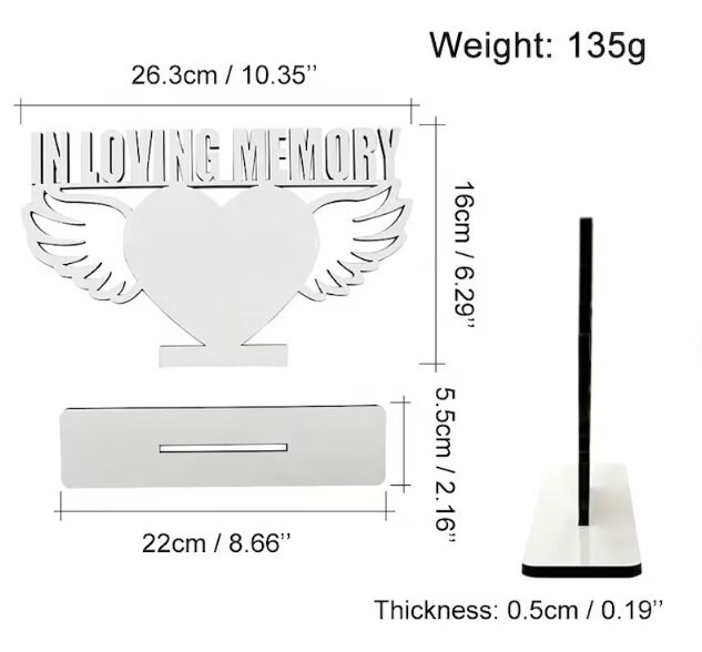 New!!! Large Size/in Loving Memory With Wings Photo Stand |sublimation ...