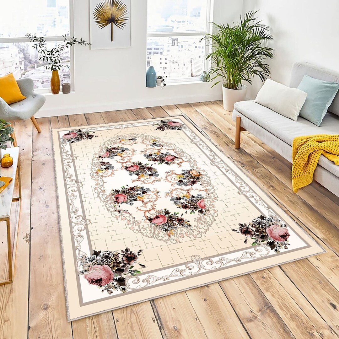 Modern Rose Rug Flowers Pattern Rug Living Room Rug Prints - Etsy