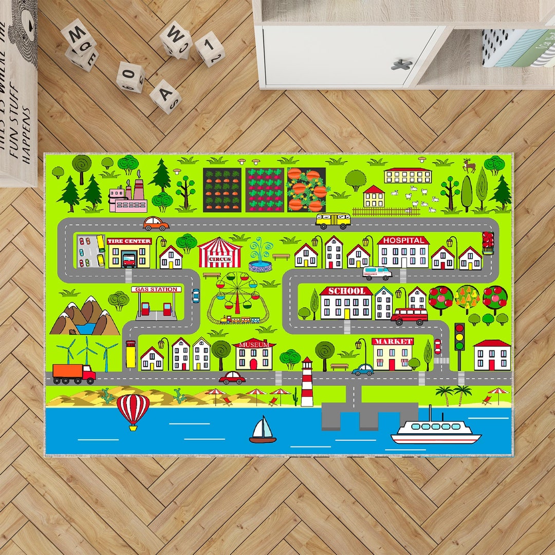 City Road Map Rug Play Room Carpet Activity Mat Nursery - Etsy