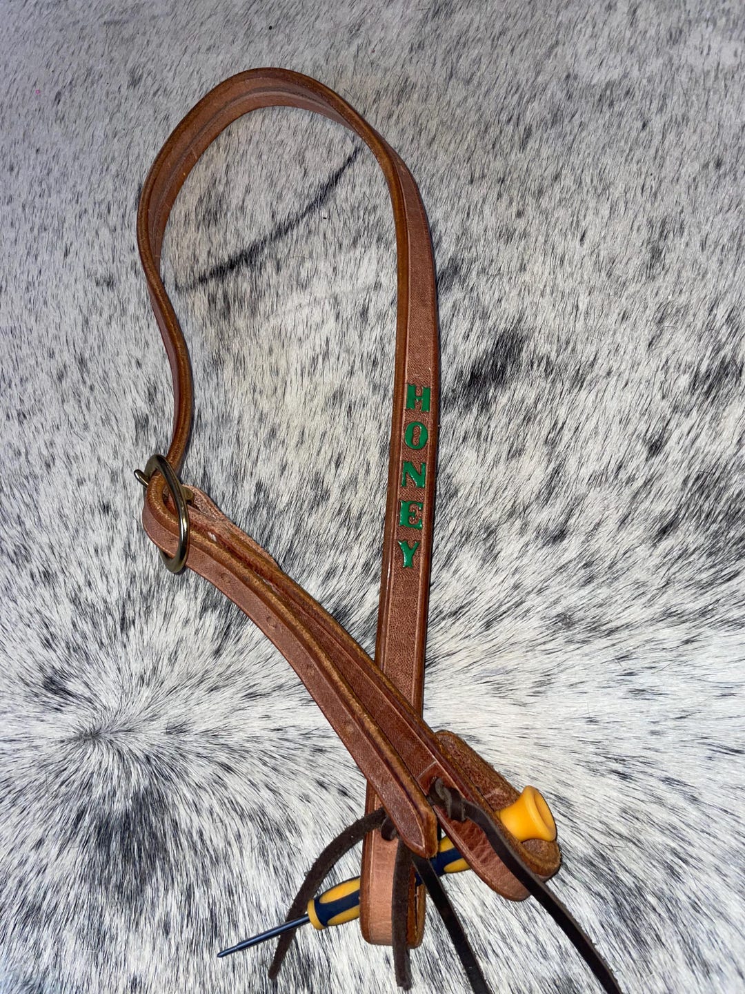 CUSTOM Split Ear Leather Headstall - Hermann Oak Leather Headstall ...