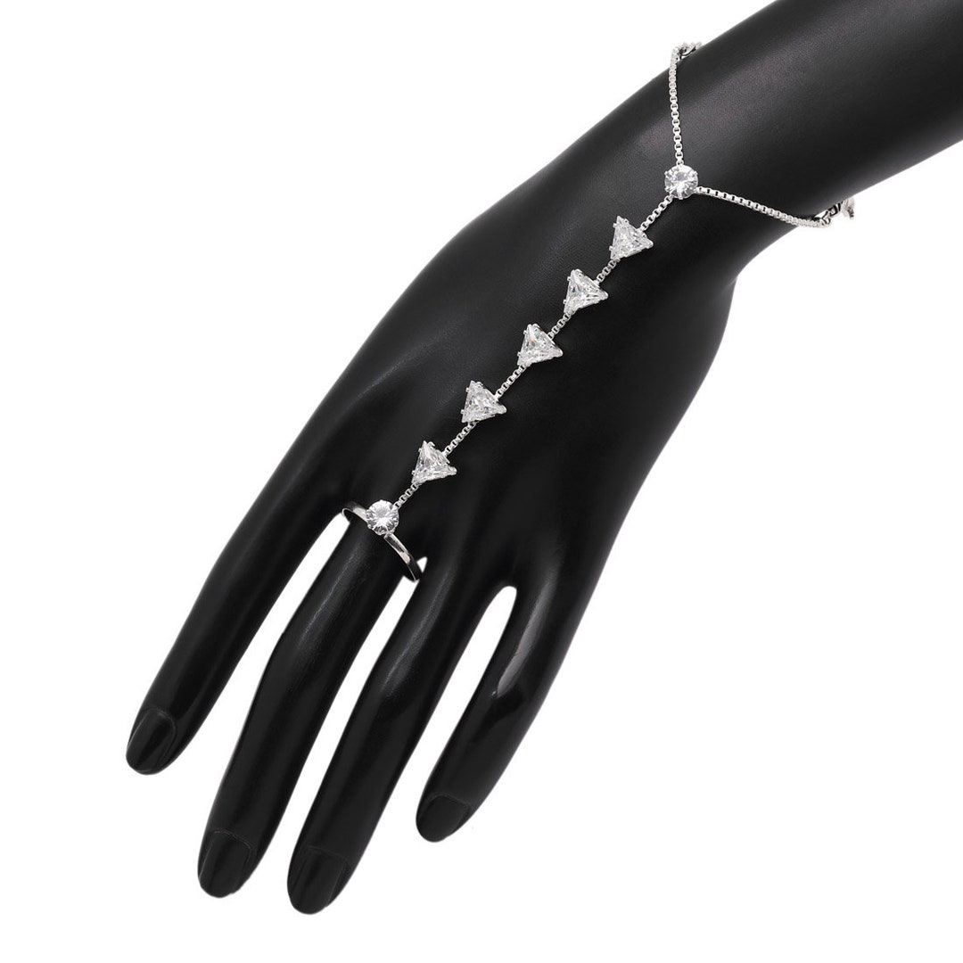 Silver Rhinestone Haath Paan Haath Phool Indian Hand Jewelry Indian ...