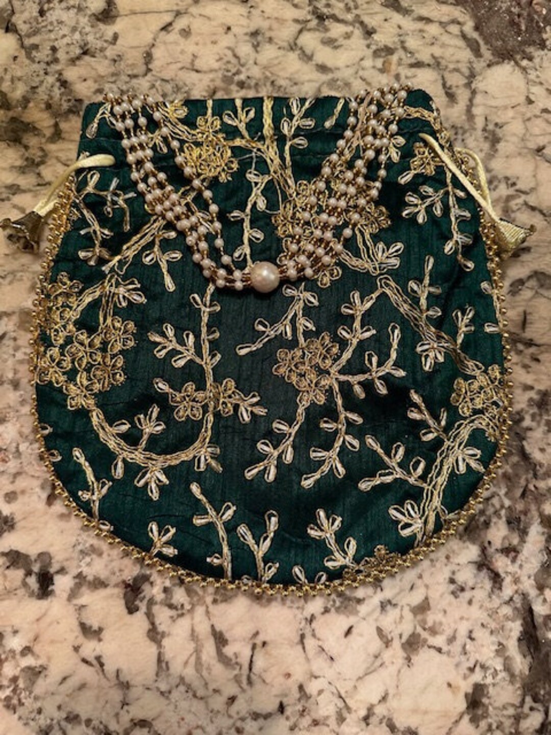 Indian Potli Bag Women's Embroidered Bag Pouch Drawstring Bag Handmade ...