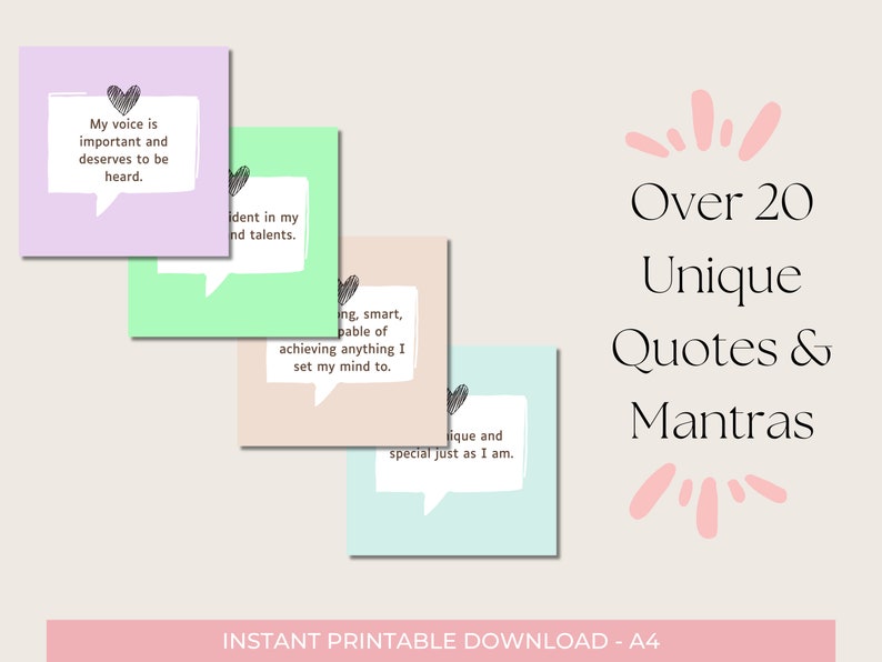 Girls Affirmation Cards Confidence Boost, Positive Message, Mantras for ...