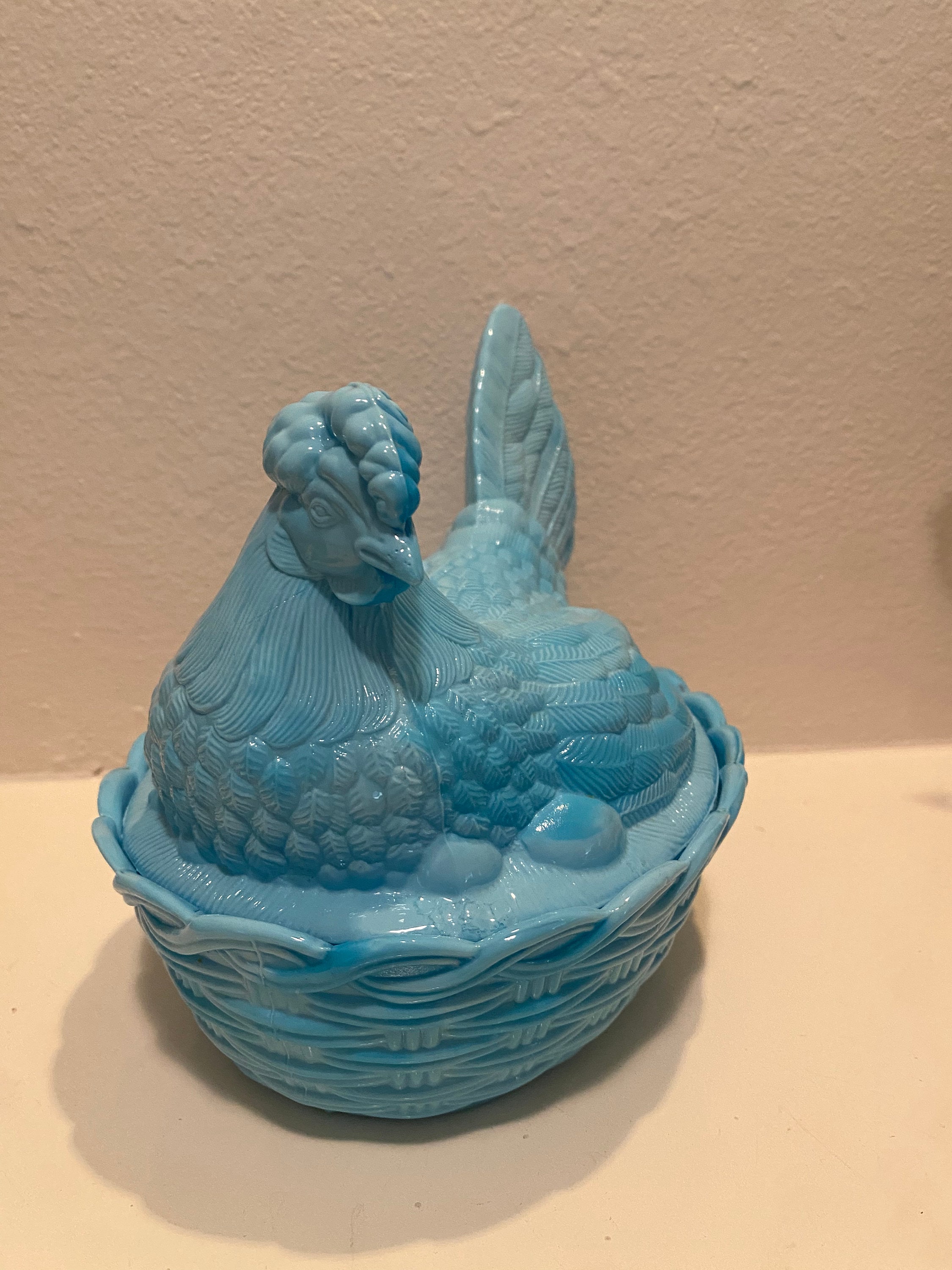Vintage Large Light Blue Hen on Nest - Etsy