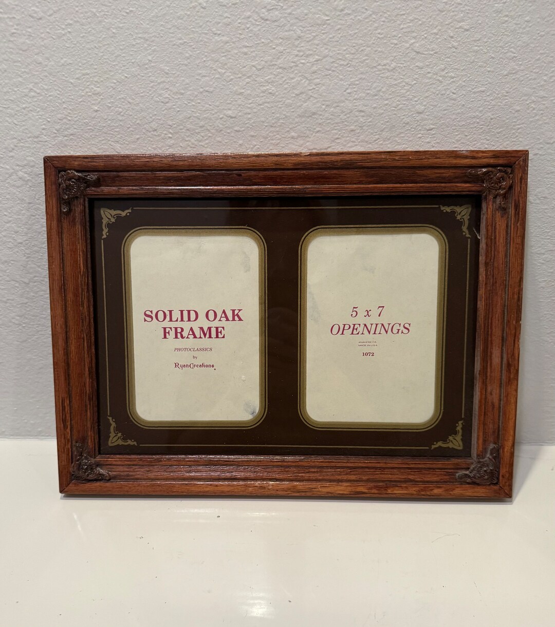 Vintage Solid Oak Double 5x7 Picture Frame With Carved Oak Detailing - Etsy
