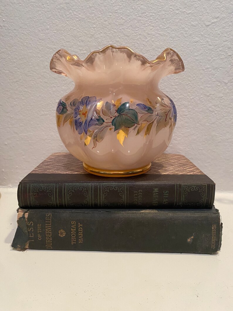 Vintage Fenton Hand Painted Melon Ruffle Vase - Etsy