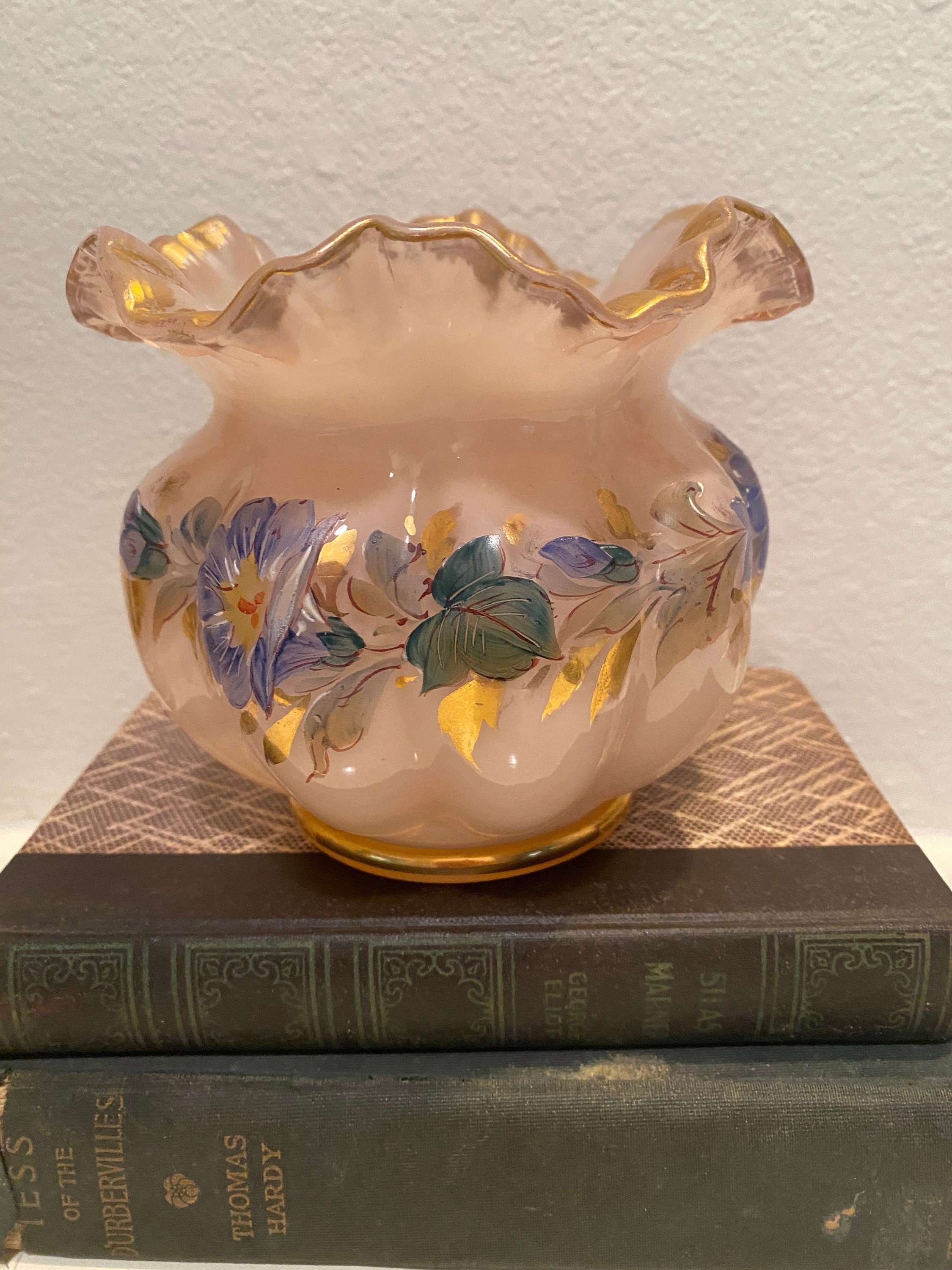 Vintage Fenton Hand Painted Melon Ruffle Vase - Etsy