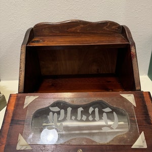 Vintage Large Wooden Bread Box - Etsy