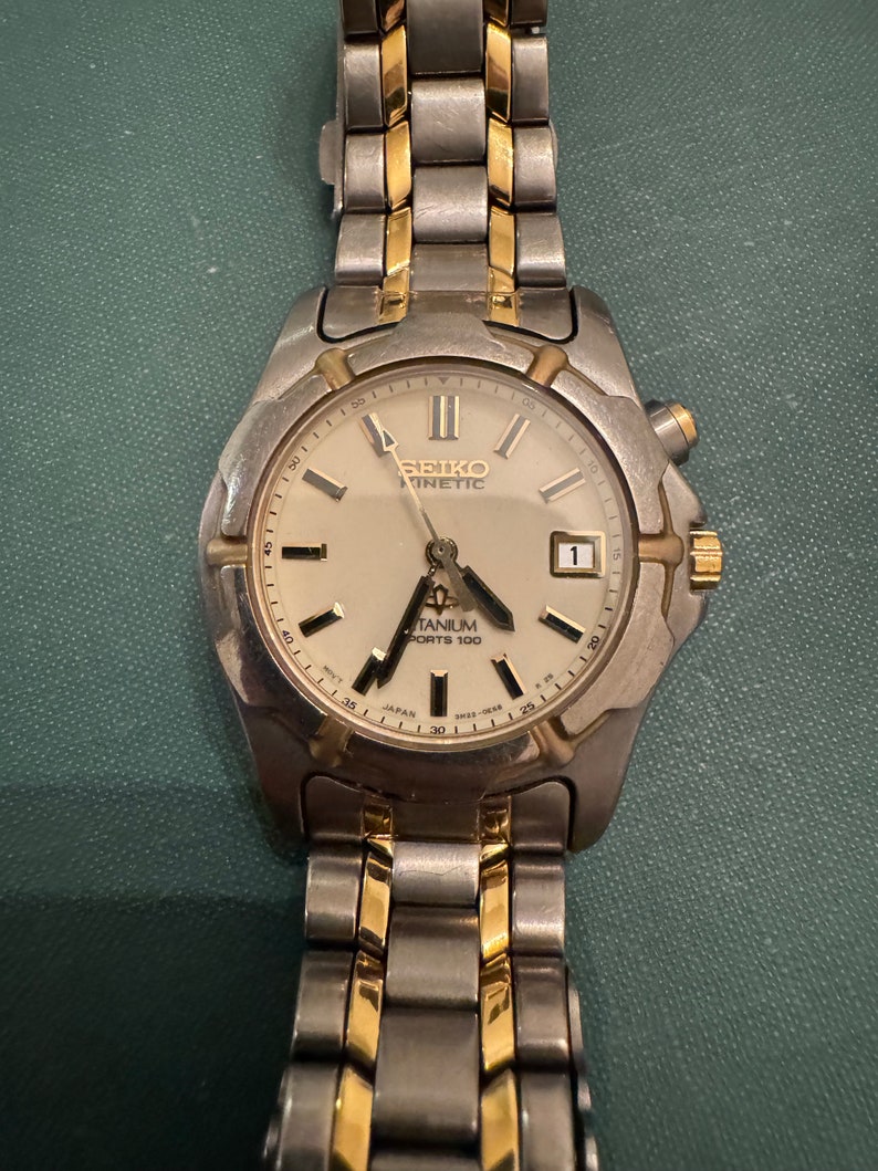 Vintage Women’s Seiko Kinetic Sports 100 Titanium Two Tone Analog Date ...