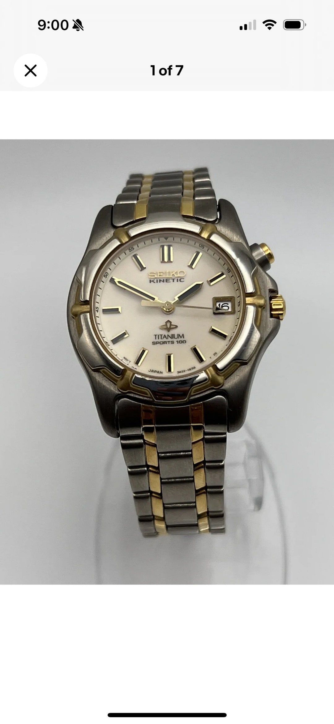 Vintage Womens Seiko Kinetic Sports 100 Titanium Two Tone Analog Date ...