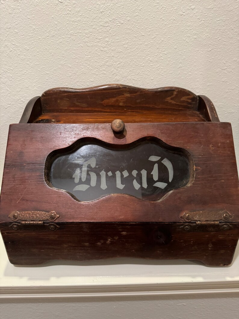 Vintage Large Wooden Bread Box - Etsy