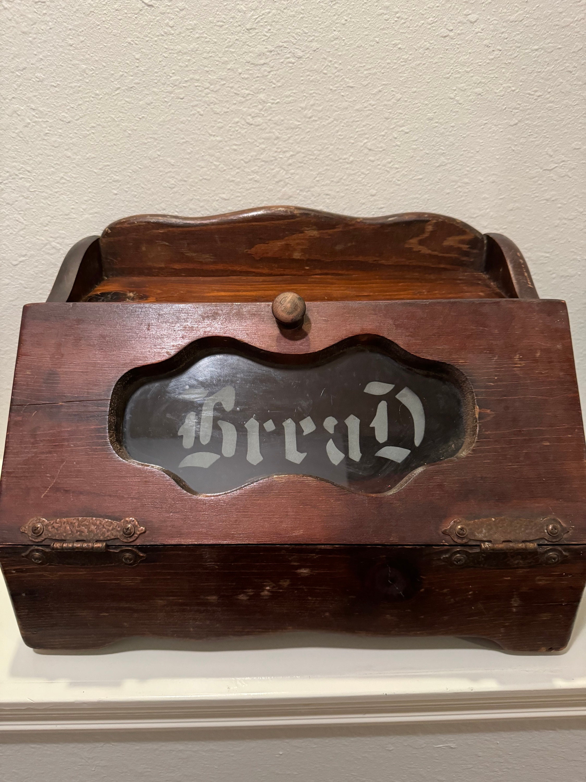 Vintage Large Wooden Bread Box - Etsy