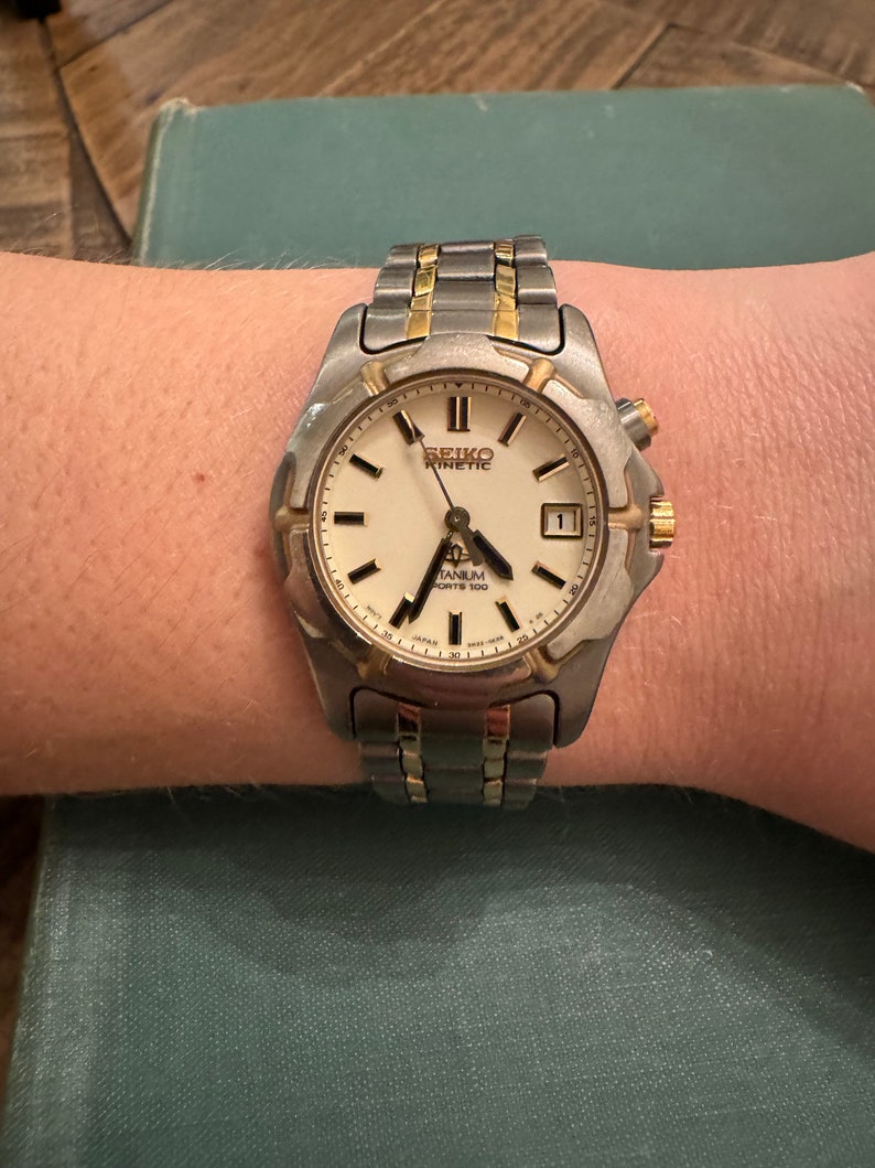 Vintage Women’s Seiko Kinetic Sports 100 Titanium Two Tone Analog Date ...