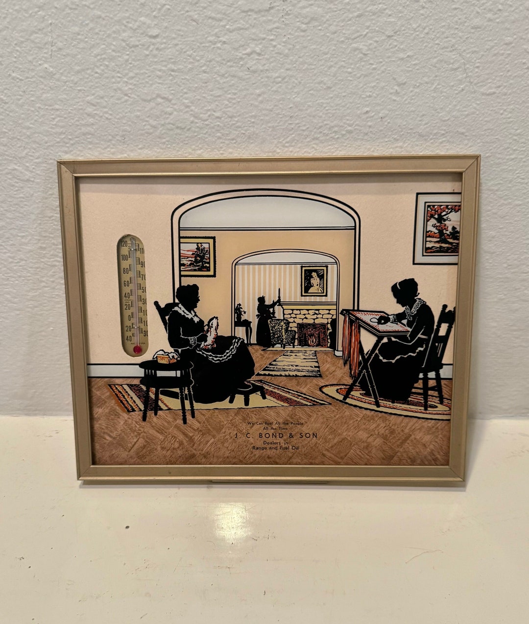 Vintage 1942-1943 J.C. Bond & Son Colonial Home Silhouette Reverse ...