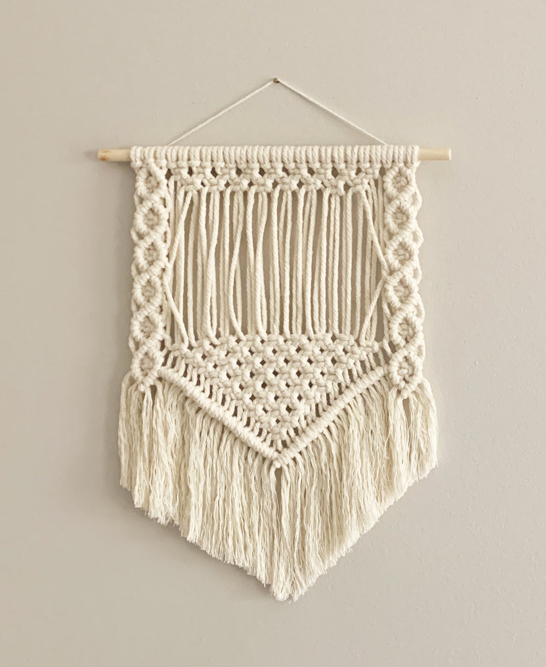 13" Macrame Photo Frame Tapestry Wall Hanging, Ivory - Etsy