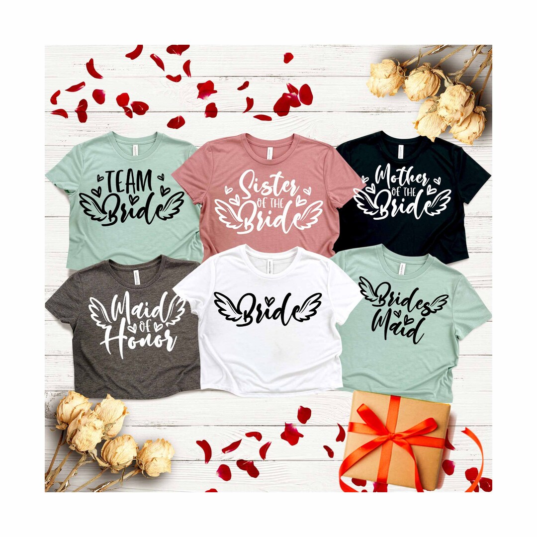 Bride Angel Wings Crop Top, Bridesmaid Crop Top, Bride Team Crop Top, I ...