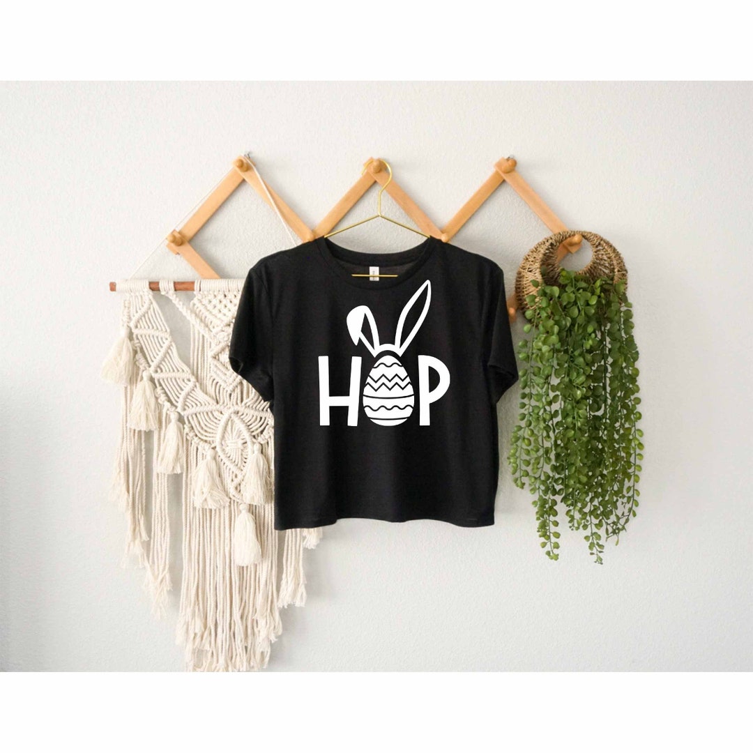 Hop Easter Bunny Crop Top, Happy Easter Crop Top, Kids Easter Egg Love ...