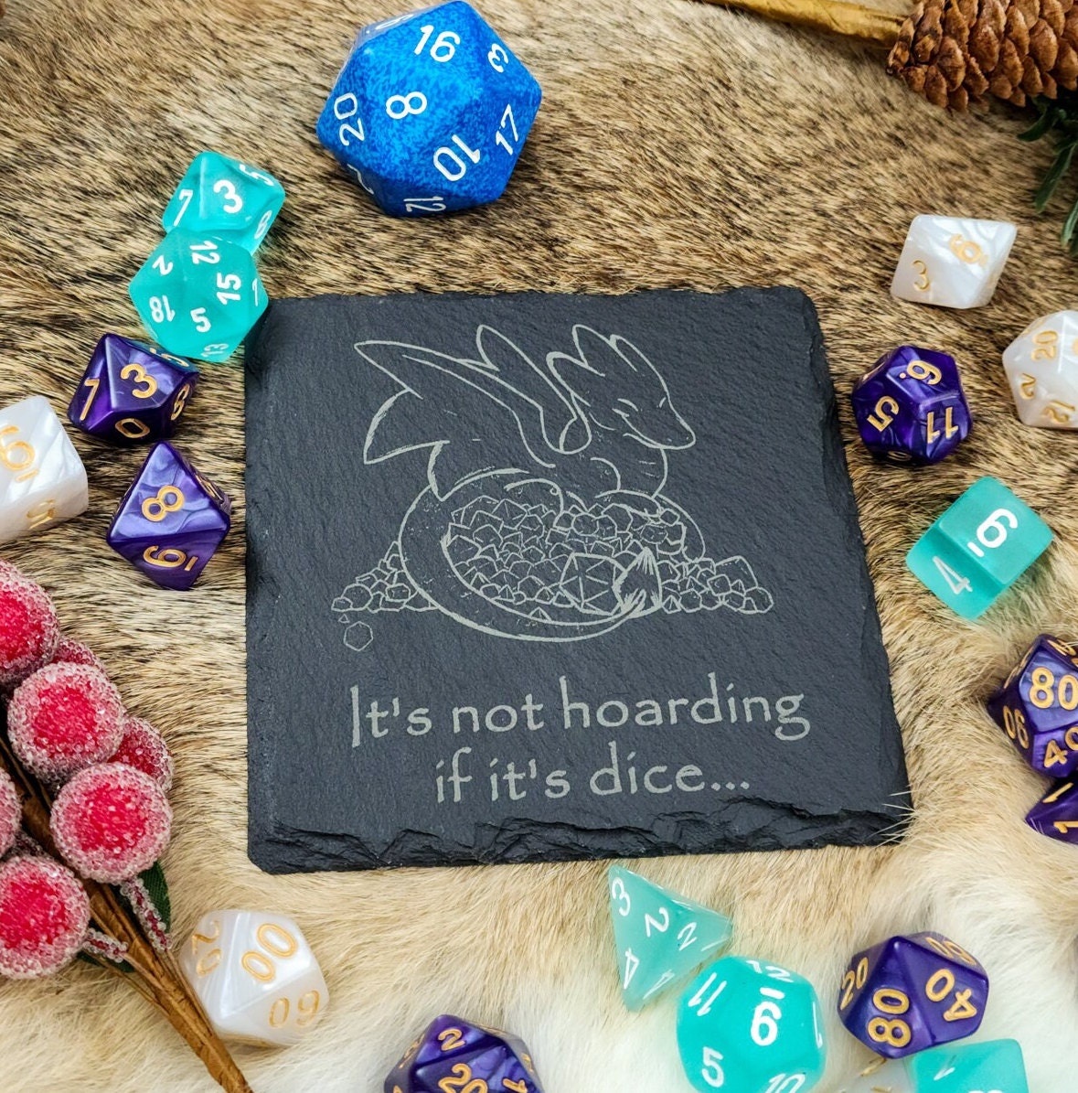 Dndoggos DM Screen Dragon Dice Hoarding 2 Piece Slate Coaster Gift Sets - Etsy