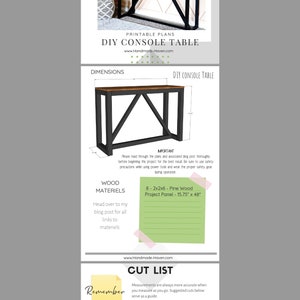 DIY Console Table Printable Plans - Etsy