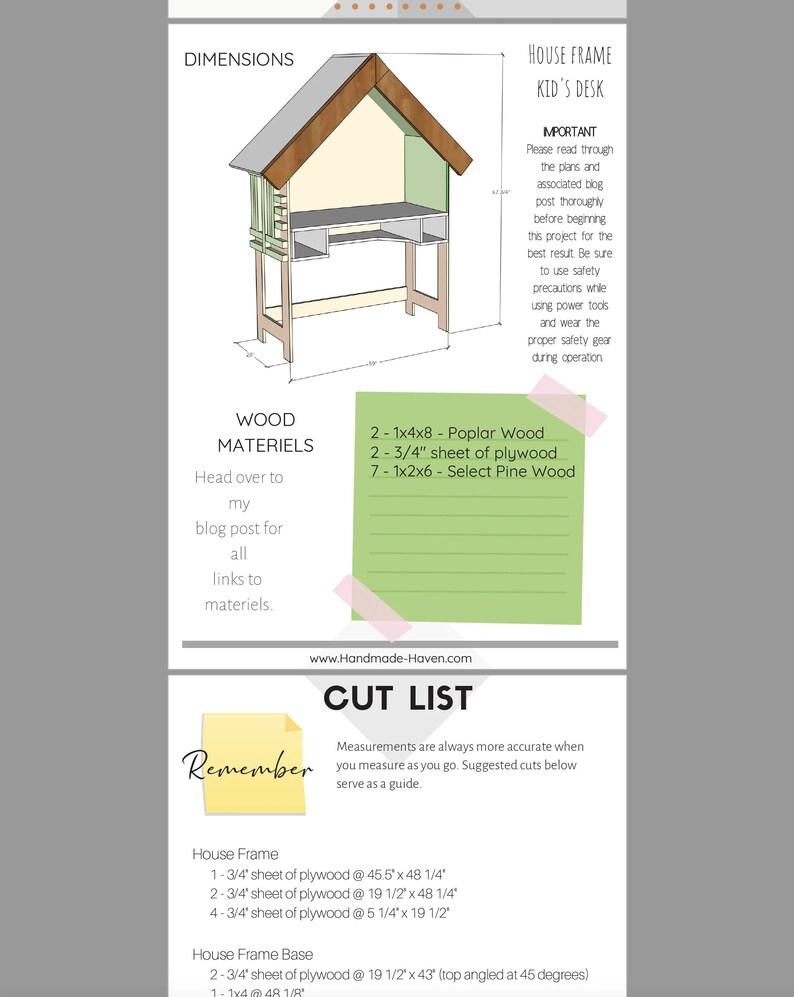 DIY House Frame Kids Desk Printable Plans - Etsy