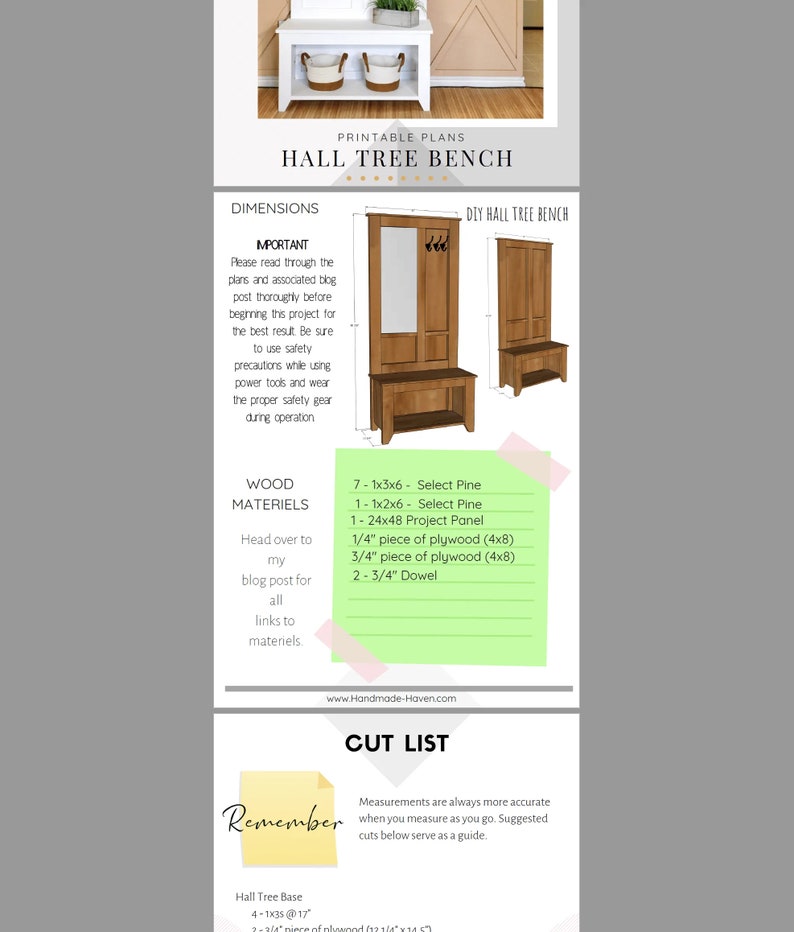 DIY Hall Tree Bench Printable Plans - Etsy