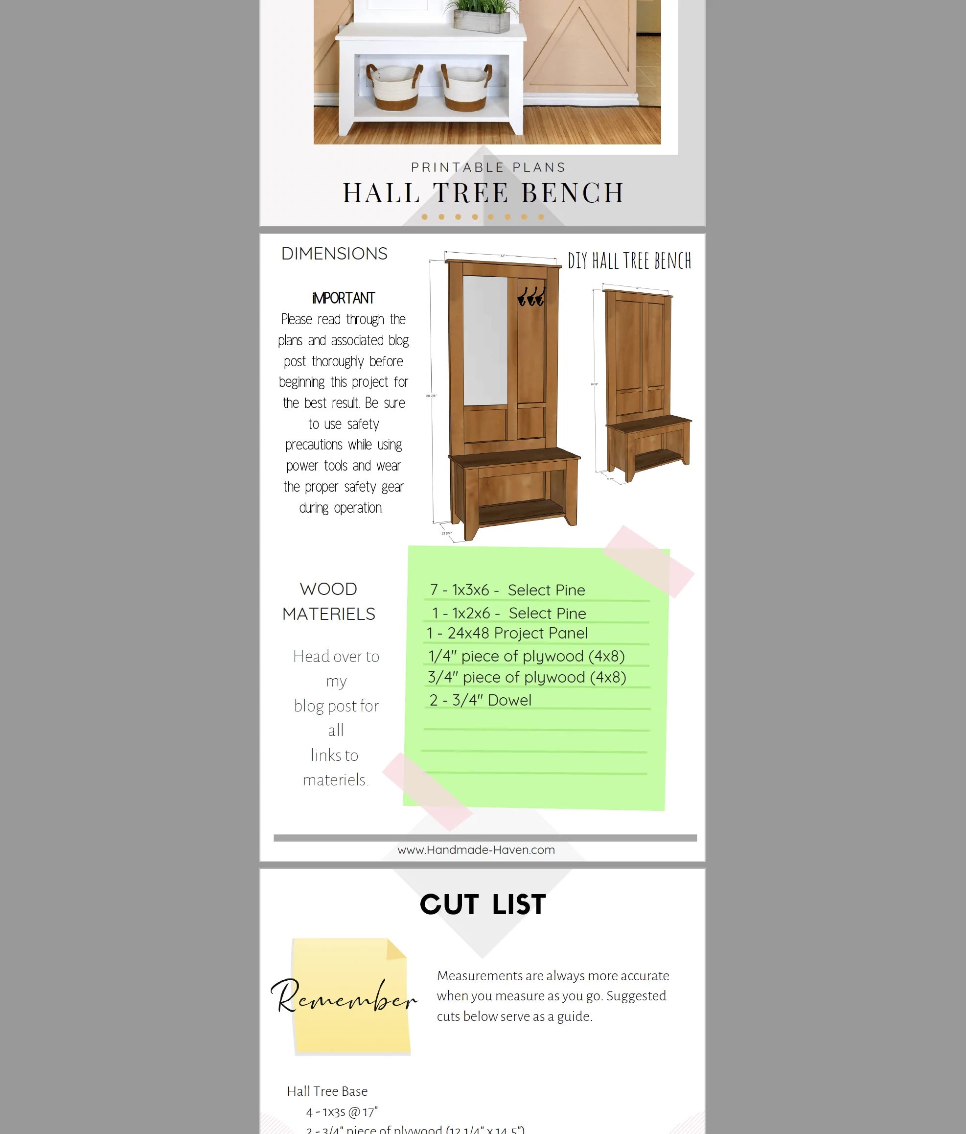 DIY Hall Tree Bench Printable Plans - Etsy