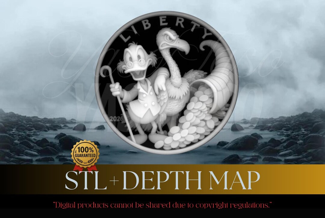 Liberty Duck Coin Depth Map | Laser Engrave STL & PNG Files (digital ...