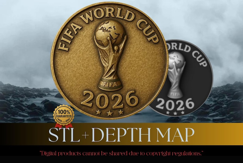 FIFA World Cup Coin Depth Map: 3D Laser Engrave STL File (digital ...