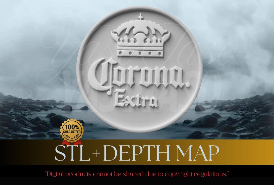 Corona Extra Coin Depth Map | Laser Engrave STL & PNG Files (digital ...
