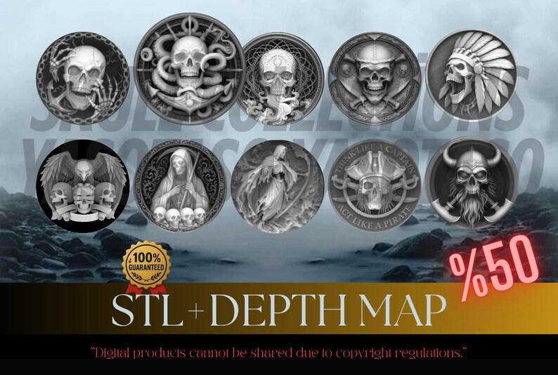 Skull Collection 10 Pieces Depth Map Coin - Etsy