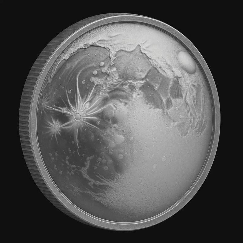 Moon Coin Depth Map | Laser Engrave STL & PNG Files (digital Download ...
