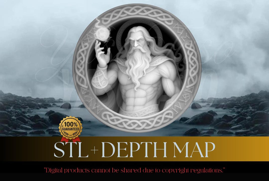 Odin Coin Depth Map | Laser Engrave STL & PNG Files (digital Download ...